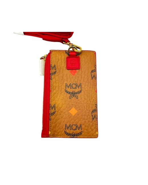 MCM Spectrum Logo Visetos Lanyard Card Case in Red | Lyst