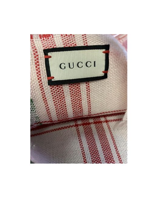 Gucci Off Wool Plaid Rose Print Scarf Muffler in Pink | Lyst