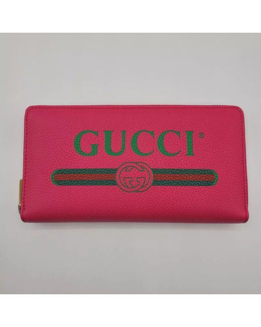 Gucci Leather Grg Logo Print Long Continental Zip Around Wallet in Pink ...