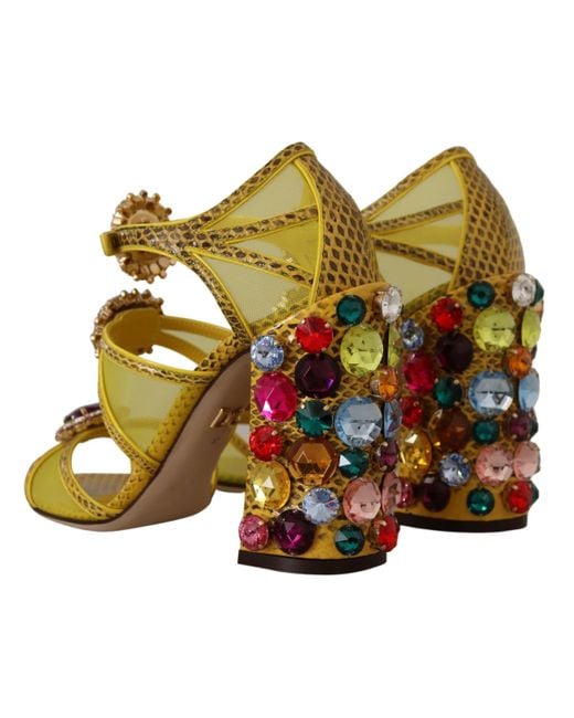 Dolce & Gabbana Stunning Crystal-Embellished Leather Sandals in Green | Lyst