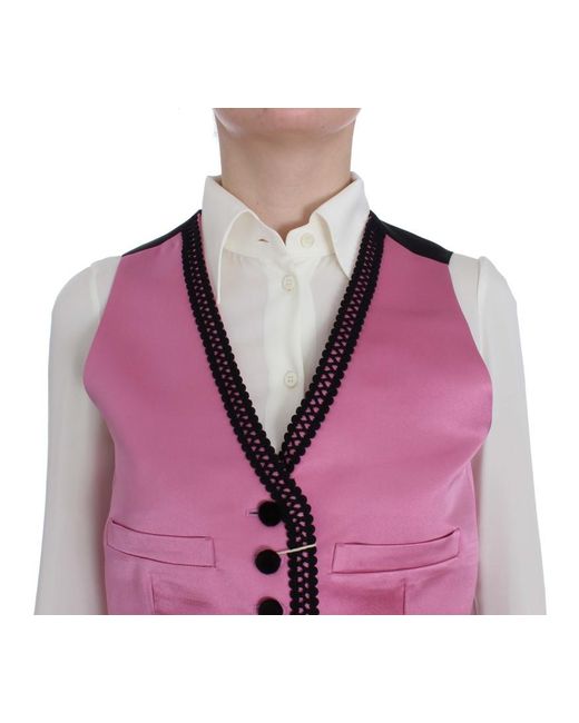 Dolce & Gabbana Silk-Cotton Blend Torero Inspired Vest in Pink | Lyst