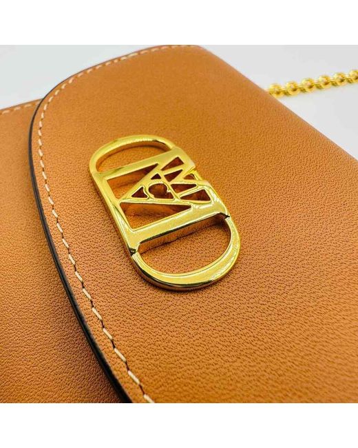 MCM Cognac Leather Fold Chain Wallet in Brown | Lyst