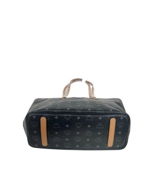 MCM Monogram Visetos Medium Shopper Tote Bag in Blue | Lyst