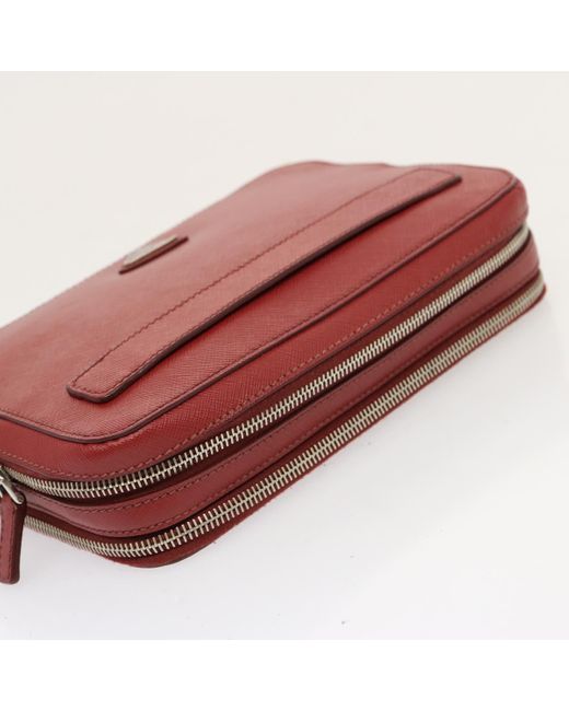 Prada Pionniã¨Re Leather Clutch Bag (Pre-Owned) in Red | Lyst