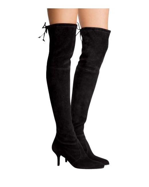 Stuart Weitzman Suede Solid Tiemodel Over-The-Knee Boot (Us) in Black ...