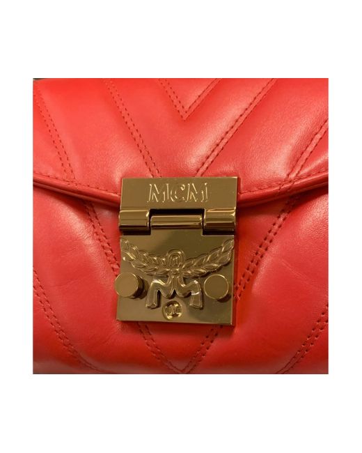 MCM Patricia Quilted Leather Crossbody Belt Bag in Red | Lyst