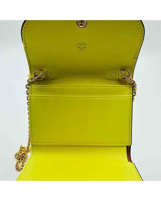 MCM Cognac Leather Fold Chain Wallet in Brown | Lyst