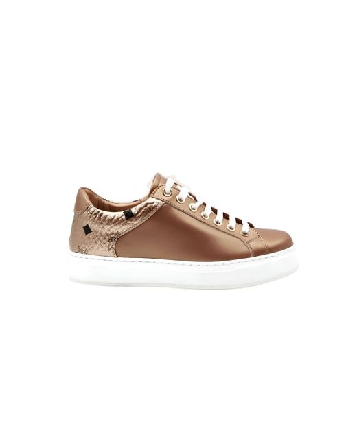 MCM Rose Leather Low Top Sneakers () in Metallic | Lyst