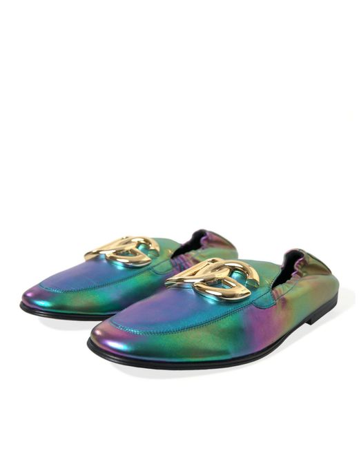 Dolce & Gabbana Elegant Iridescent Loafers For Gents in Green for Men ...