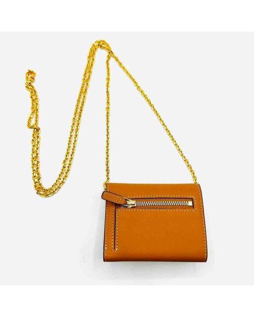 MCM Cognac Leather Fold Chain Wallet in Brown | Lyst