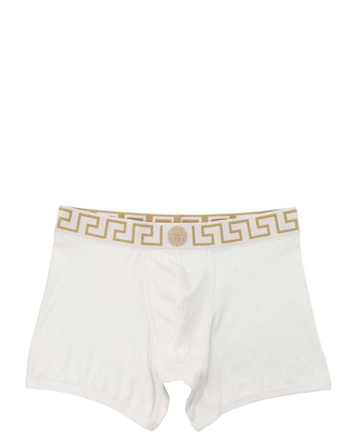 Versace Greca Border Trunks in White for Men | Lyst