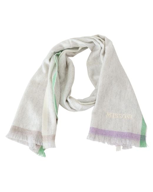 Missoni Cashmere Line Pattern Scarf in Black for Men | Lyst