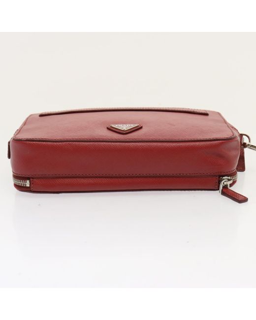 Prada Pionniã¨Re Leather Clutch Bag (Pre-Owned) in Red | Lyst