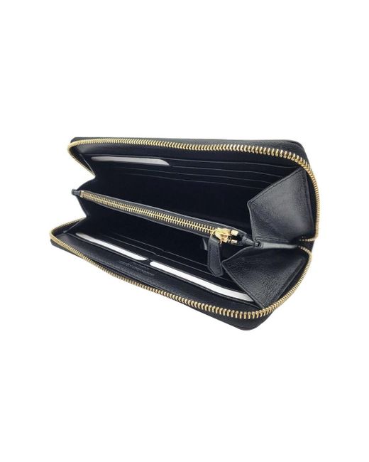 Alexander McQueen Patent Leather Skull Zip Around Wallet in Black | Lyst