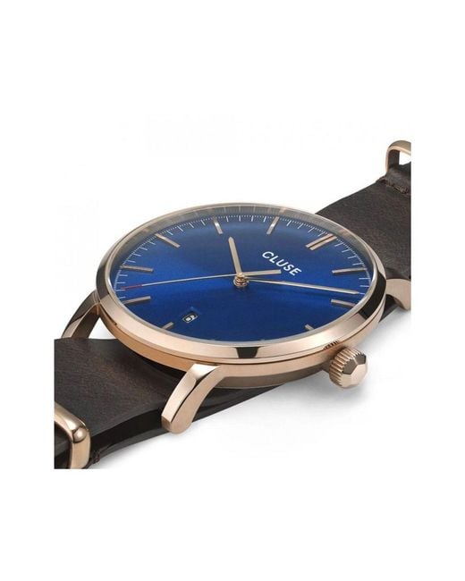 Cluse Brown Leather Watch in Blue | Lyst