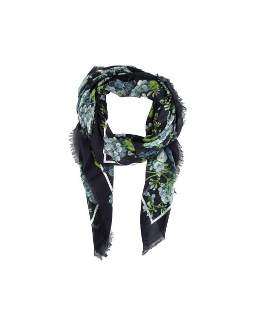 Gucci Modal / Silk With Bloom Print Scarf in Black | Lyst