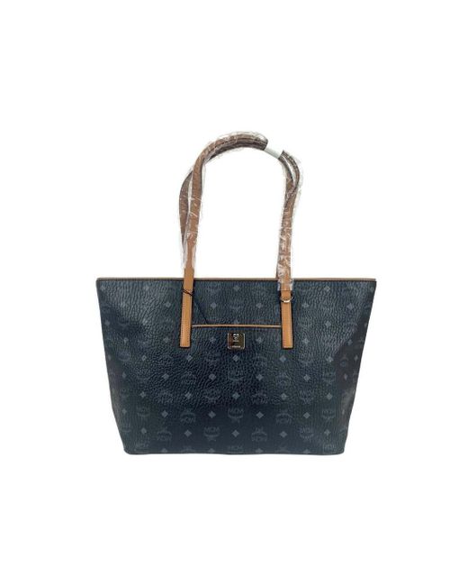 MCM Monogram Visetos Medium Shopper Tote Bag in Blue | Lyst