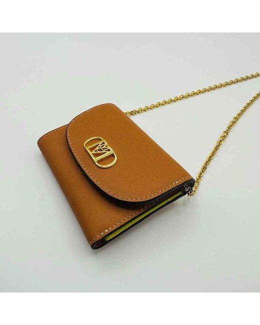 MCM Cognac Leather Fold Chain Wallet in Brown | Lyst