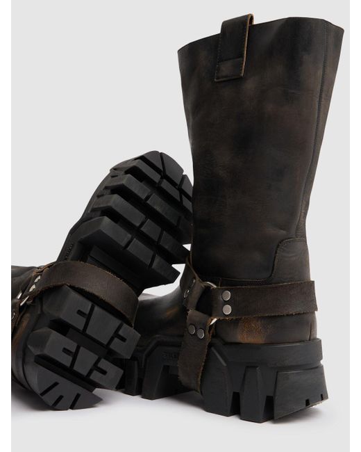 Balenciaga Bulldozer Leather Harness Boots in Black for Men | Lyst