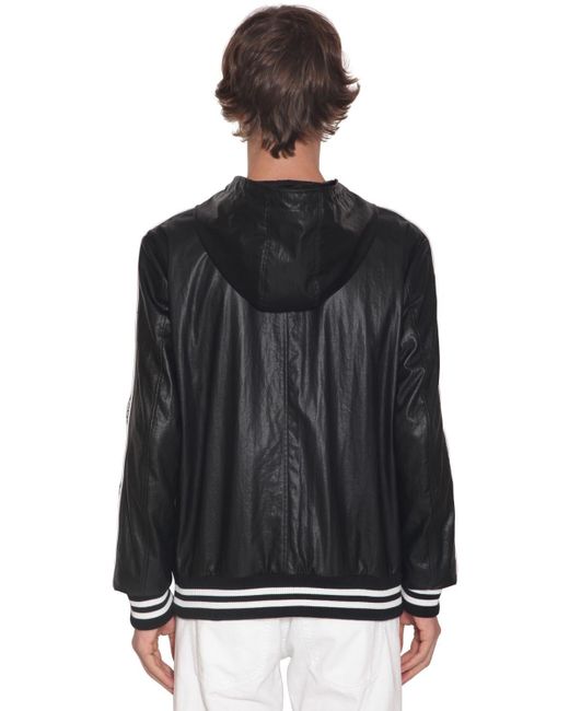 Balmain Leather Bomber Jacket With Logo in Black/White (Black) for Men ...