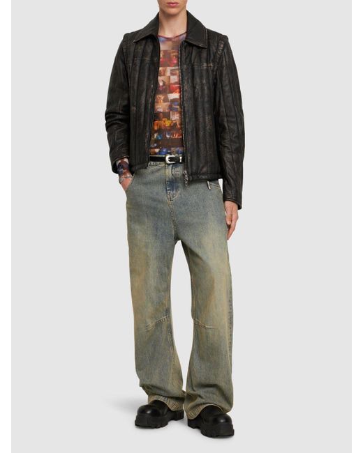 DIESEL Albert Distressed Leather Moto Jacket in Black for Men | Lyst