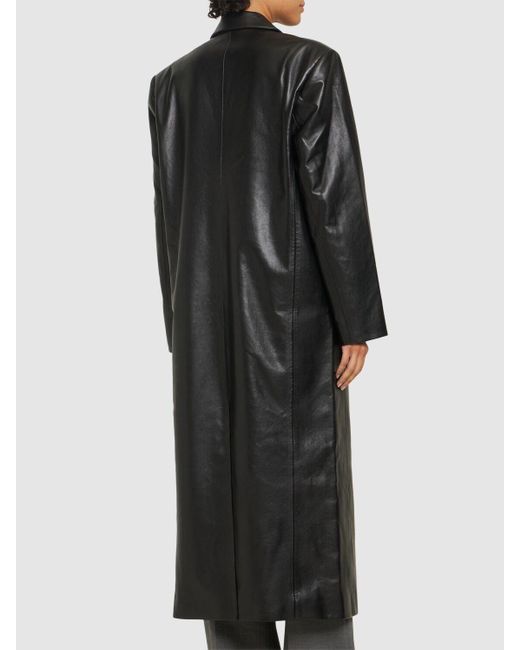 Anine Bing Quinn Leather Blend Long Coat in Black | Lyst