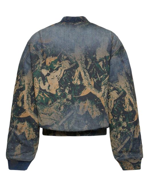 Acne Studios Oliev Messy Oak Denim Bomber Jacket in Blue for Men | Lyst