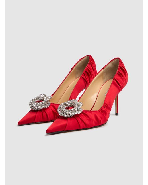 Mach & Mach 85mm Galaxy Satin Pumps in Red | Lyst