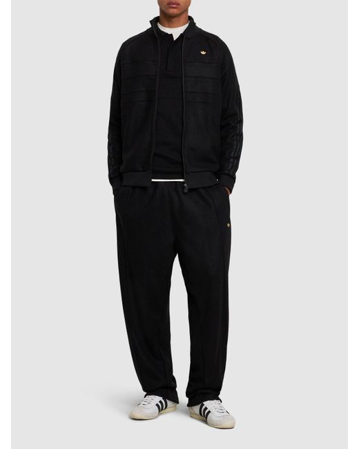 adidas Originals Wool Blend Track Jacket in Black for Men | Lyst