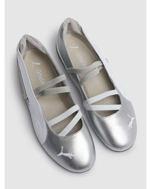 PUMA Speedcat Metallic Ballerina Flats in White | Lyst UK