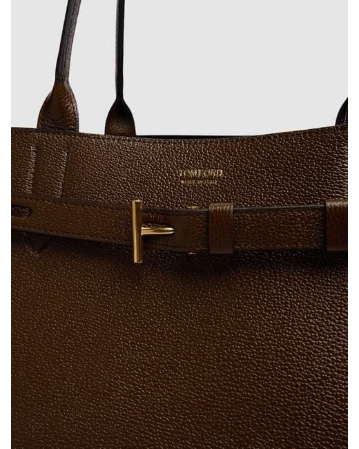 Tom Ford Large Grain Leather Tote Bag in Brown | Lyst