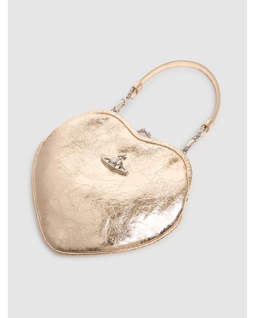 Vivienne Westwood Belle Heart Frame Metallic Crinkle Purse Unique in Natural | Lyst