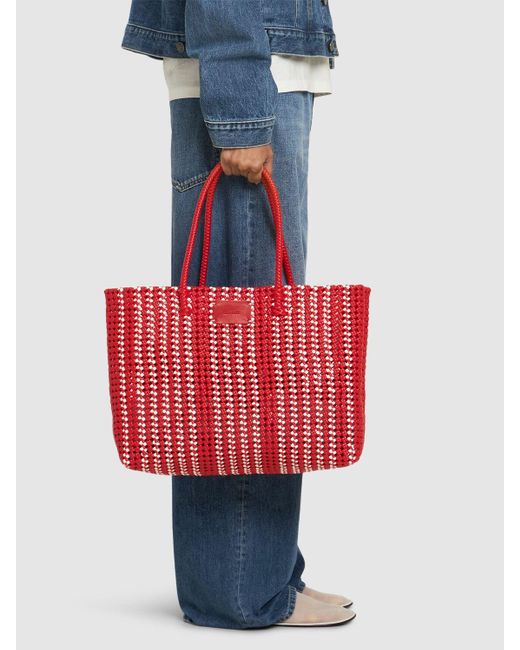 MSGM Large Mesh Tote Bag in Red | Lyst