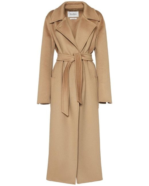 Max Mara Artur Belted Cashmere Coat in Natural | Lyst