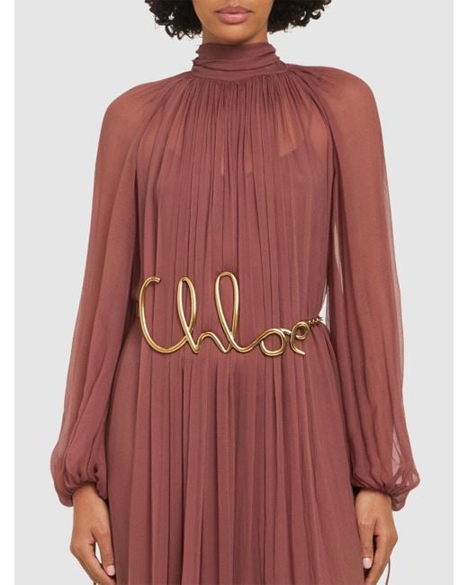 Chloé Large Iconic Metallic Belt in Natural | Lyst