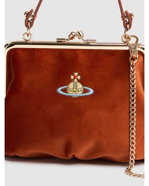 Vivienne Westwood Granny Frame Velvet Top Handle Bag in Brown | Lyst