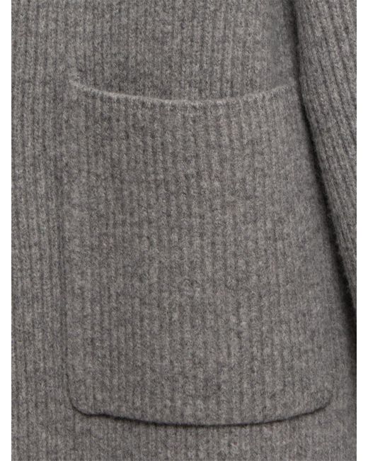 TOTEME Long Rib Knit Cardigan Coat in Gray | Lyst
