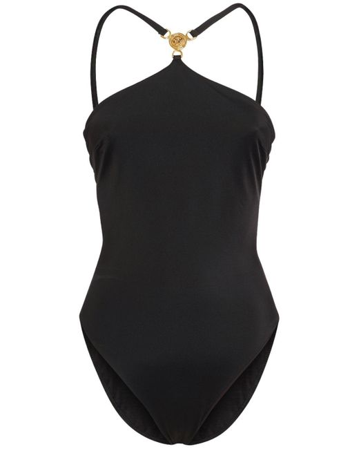 Versace Lycra Halter Neck One Piece Swimsuit In Black Lyst