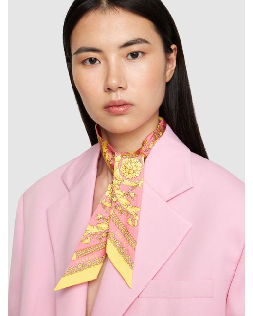 Versace Holiday Print Silk Scarf In White Lyst