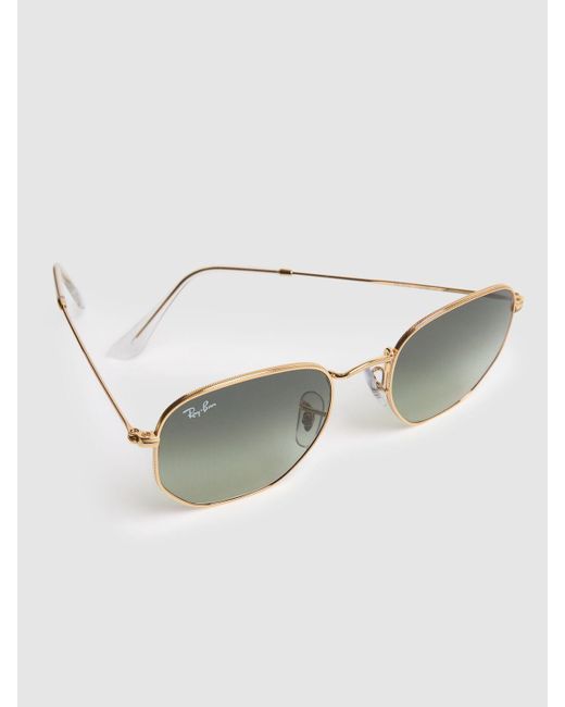 Ray Ban Hexagonal Flat Lens Metal Sunglasses In Grey Lyst Uk