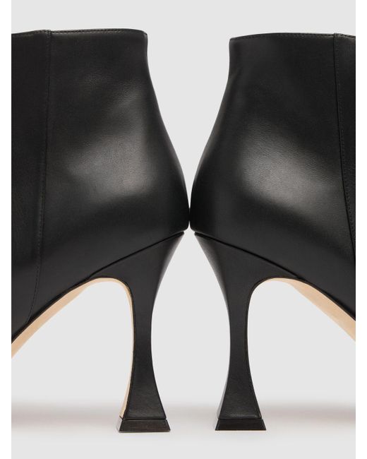 Manolo Blahnik 90Mm Appol Leather Ankle Boots in Black | Lyst