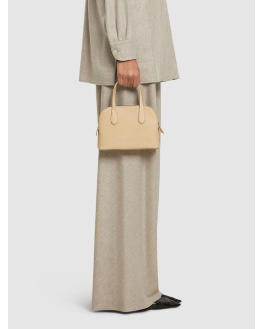 The Row Ingrid Saddle Shiny Leather Bag in Natural | Lyst