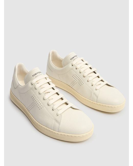 Tom Ford Warwick Grain Leather Sneaker in Natural for Men | Lyst