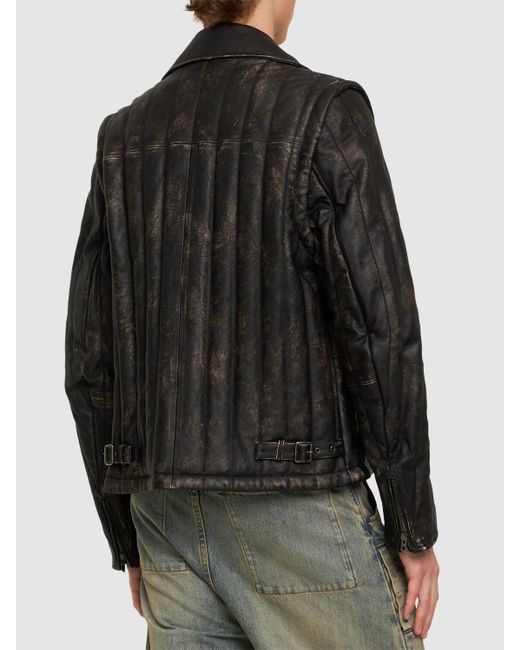 DIESEL Albert Distressed Leather Moto Jacket in Black for Men | Lyst