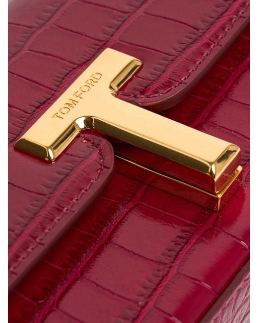 Tom Ford Mini Embossed Shiny Leather Bag in Red | Lyst