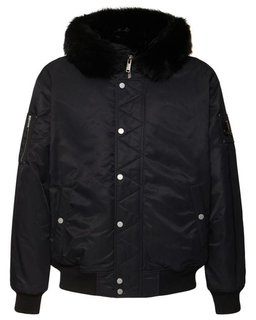 Moose Knuckles Denali Bomber Jacket W/ Shearling in Black for Men | Lyst
