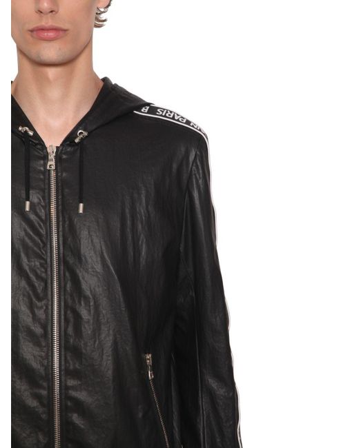 Balmain Leather Bomber Jacket With Logo in Black/White (Black) for Men ...