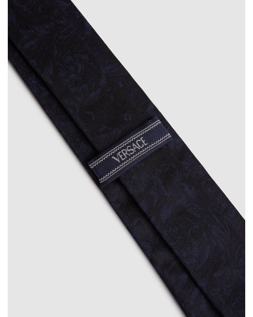 Versace Barocco Silk Jacquard Tie in Blue for Men | Lyst