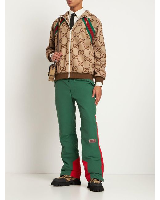 Gucci gg Printed Tech Zip-up Hoodie in Brown for Men | Lyst