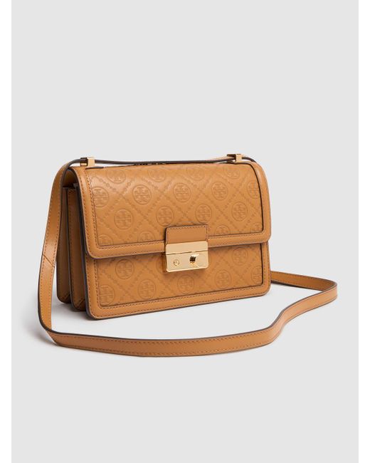 Tory Burch T Monogram Leather Shoulder Bag in Brown | Lyst
